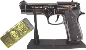 SLS FLAME 100 DOLLAR Shaped And 9MM Small Size Pistol Shaped Lighter ...
