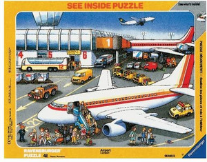 RAVENSBURGER At The Airport See-Inside Frame Puzzle - At The Airport ...
