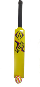 ATTACK Cricket Bat Size No.2 Yellow Plastic 63 Cm With One Plastic Ball ...