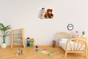 Cute Baby Playing with teddy Sticker Poster |Little Baby Poster ...