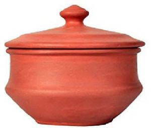 vsudhev Handcrafted Clay Dahi Handi with Lid Curd Pot, 500 ML Handi 0.5 ...