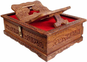 Levasto Handmade Wooden Rehal Full Carving Design Rosewood Rectangular ...