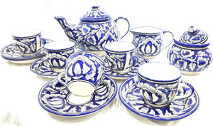 Spherical Design Ceramic SD- Mughal Complete Tea Set in Blue & White ...