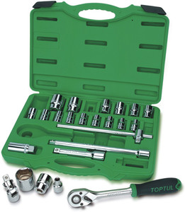Toptul 24PCS Professional Grade 1/2"DR. 6PT Flank Socket Set Socket Set ...