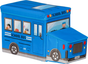 FIDDLERZ Foldable School Bus Shape Toys Storage Box Cum Sitting Stool ...