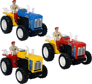 Wishmaster Small Size Pack of 3 Pull Back & go Mini Tractor Toys for ...