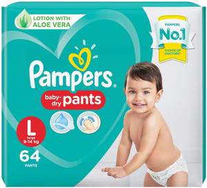 Pampers Large size baby diapers (LG), 64 Count, Anti Rash diapers ...
