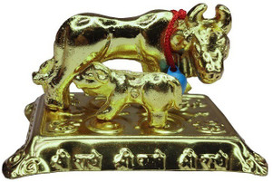 Stylewell Kamdhenu ( No 1 ) Brass Cow with Calf (Gaay Ka Bachcha ...
