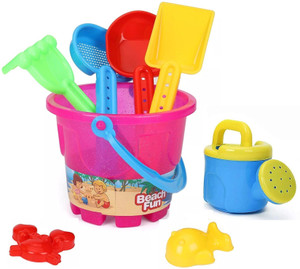 Kidzone Beach Tool with Bucket Kid's Gardening -Garden/Sand Play(Set of ...