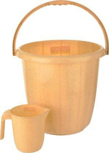 N H Enterprise Unbreakable Plastic Bucket with Mug ( Beige ) 16 L ...