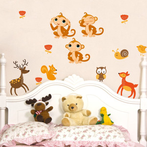 Sticker Hub 135 cm Funny Action Monkeys Wall Stic Self Adhesive Sticker ...