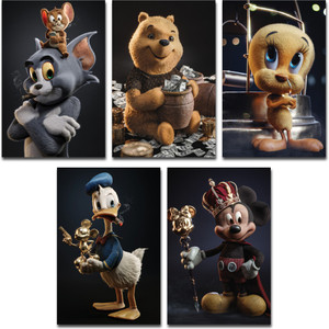 Set of 5 Posters | Disney Cartoon Characters Poster Collection 300GSM ...