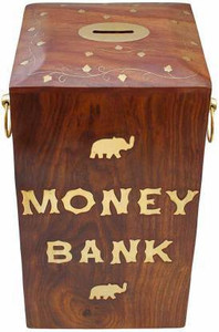 Smarts collection wooden money box, coin collecting box ( Brown ) Coin ...