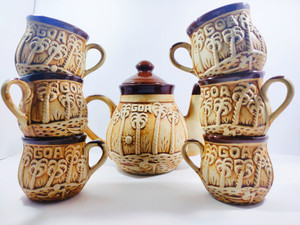 Forza Pack of 7 Ceramic Ceramic Textured Tea Set/ Mug Set, Goa Beach ...