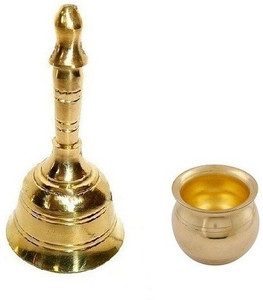 Uniqon Combo Of Round Head Pooja Puja ( 1 No ) Bell Ghanti With Brass ...