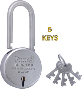 Round 65 LS with 5 Keys, Long Shackle, Double Locking, 8 Lever- 65 mm U ...