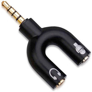 E TRADE Black 3.5MM U Shape Headphone & Mic Audio Splitter Jack Adapter ...