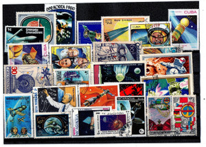 GOLD MINT Black Stamp Stock Card + 25 Different Large Space Astronauts ...