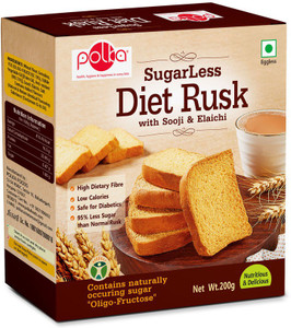 Polka Sugar Less Diet Rusk ,Pack Of 2 ,,Suji,Elaichi Sooji, Elaichi ...