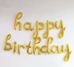 Flipkart.com | Bash N Splash Solid Cursive Golden Happy Birthday Party ...