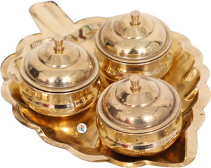 KDT Brass Supari Plate Haldi Kumkum Thali Containers Puja Plater Brass ...
