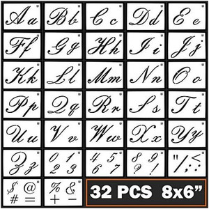 Guissi Caligraphy Stencil Letters Cursive Alphabet Letter Number ...