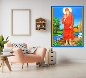 GLOBAL GRAPHICS 56 cm decorative wallpaper/poster of standing sai baba ...
