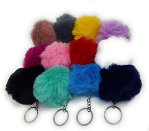 reyiys Girls Cute Fluffy Faux Fur Pom Pom Key Chains Rings for Ladies ...