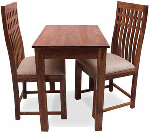 NaturalFinish Single Drawer Study Table & Two Stripless Chair in ...