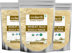 Vedarth Combo of 3 Organic Sooji Rawa / Roasted Semolina / Wheat Suji ...