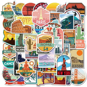 IDREAM 4 cm Travel World Destination Famous City Self Adhesive Die Cut ...
