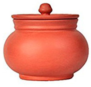 vsudhev Handcrafted Clay Dahi Handi with Lid Curd Pot, 1 Litre Handi 1 ...