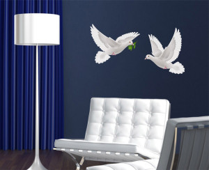 Sticker Hub 60 cm White Pigeons Wall Sticker Self Adhesive Sticker ...
