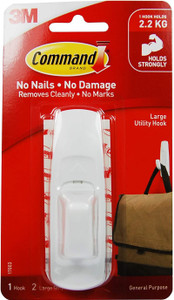 Command NAILS NO DAMAGE SINGLE LARGE UTILITY HOOK FOR HANGING CLOTHES ...