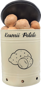 DECORFO Potato Canisters with Wooden Lid | Onion/ Potato Bin Storage ...