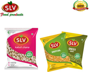 slv food products GRAM DAL-500gm,GREEN GRAM-500gm,WHITE KABULI CHANA ...