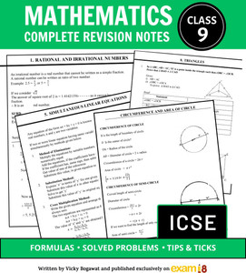 Exam18 ICSE Class 9 Maths Complete Revision Notes: Buy Exam18 ICSE ...