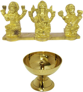 Stylewell Lord Laxmi Ganesh And Saraswati Sculpture Brass Ashtadhatu ...
