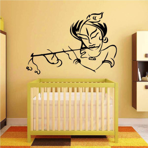 sp decals 54 cm black decal krishna ji wall sticker for home décor ...