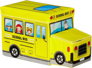 S.V.Enterprises Foldable School Bus Shape Toys Storage Box Cum Sitting ...