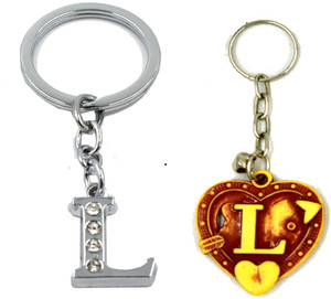 AFH Alphabet Letter L Key Ring Key Chain Combo (Metal, Plastic) Key ...