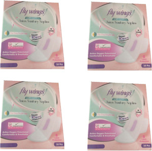 Fly wing Soft Cotton Anion Sanitary Pads (10 Pcs In 1 Pack) - Pack Of 4 ...