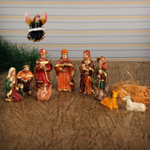 TIED RIBBONS Resin Christmas Crib Nativity Set Baby Jesus for ...