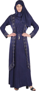 ZUZUU Polyester Solid, Self Design Burqa With Hijab Price in India ...