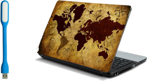 Namo Art Vintage World Map Laptop Skin Stickers with USB LED Light for ...