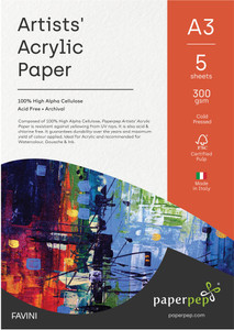 Flipkart.com | Paper Pep Artists' Acrylic Paint Paper Unruled A3 300 ...