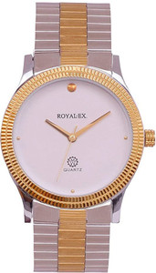 Royalex Men Fashion Wrist Watch White Dial Analog Silver Gold Chain ...