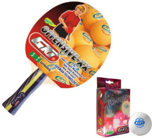 GKI Offensive X.X T.T Racket + Two star Euro Plastic (White) TT ball ...