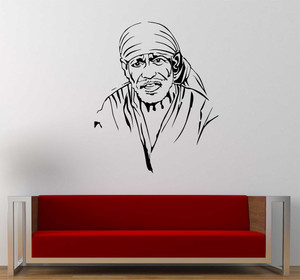 WALLSTICK 45 cm Beautiful Sai Baba Spiritual Wallsticker for Home Self ...
