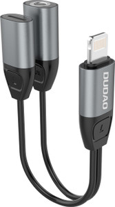 DUDAO Grey Lightning to Lightning + 3.5mm Aux Audio Splitter Convertor ...